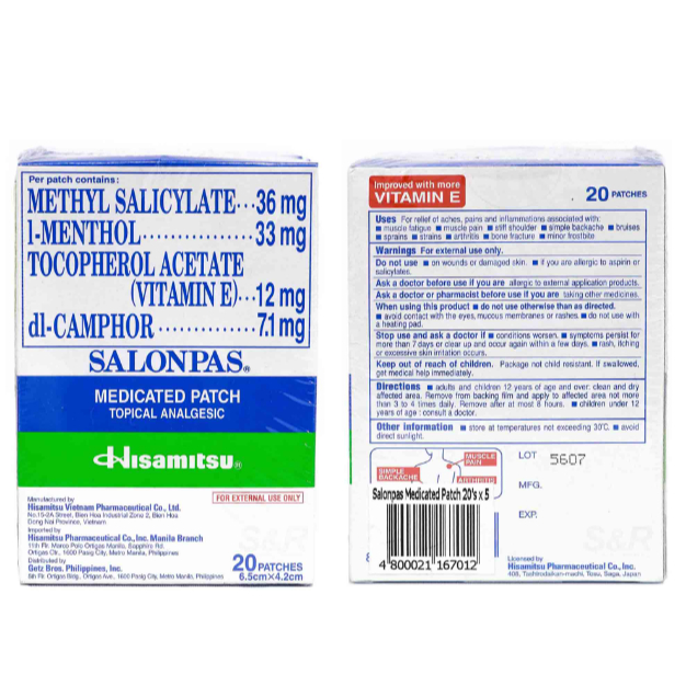 Salonpas Medicated Patch 20s | Shopee Philippines