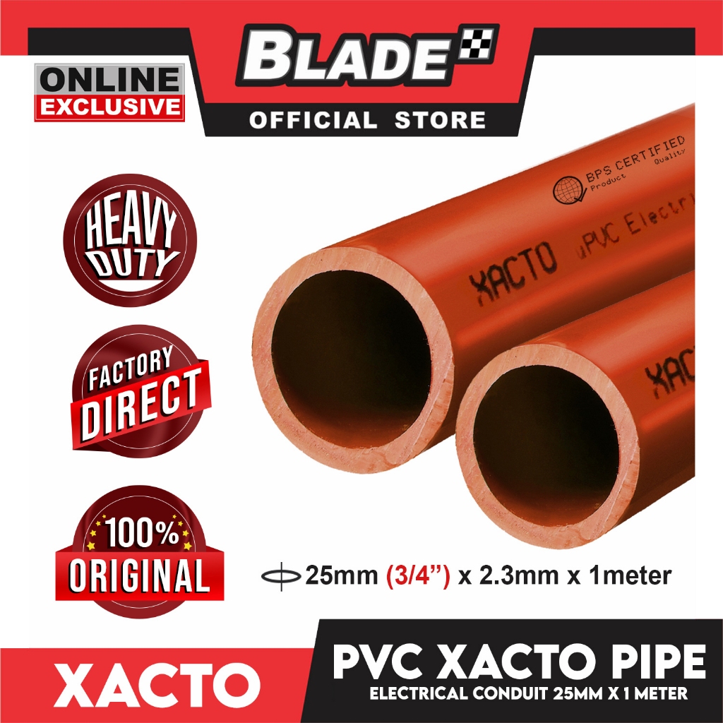 Xacto PVC Electrical Conduit Pipe 25mm(3/4'') x 1Meter | Shopee Philippines