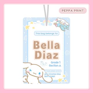 Cinnamoroll Name Tag Bag Tag and Subject Sticker bundle customized ...