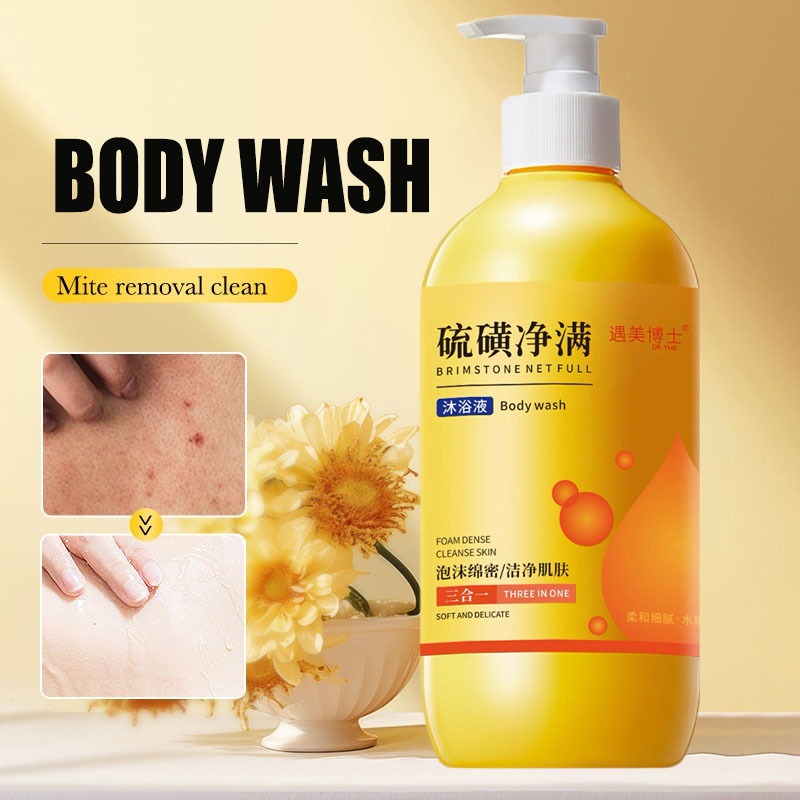 Sulfur Mite Removal Shower Gel Antibacterial Body Wash for Anti acne Psoriasis Eczema ...
