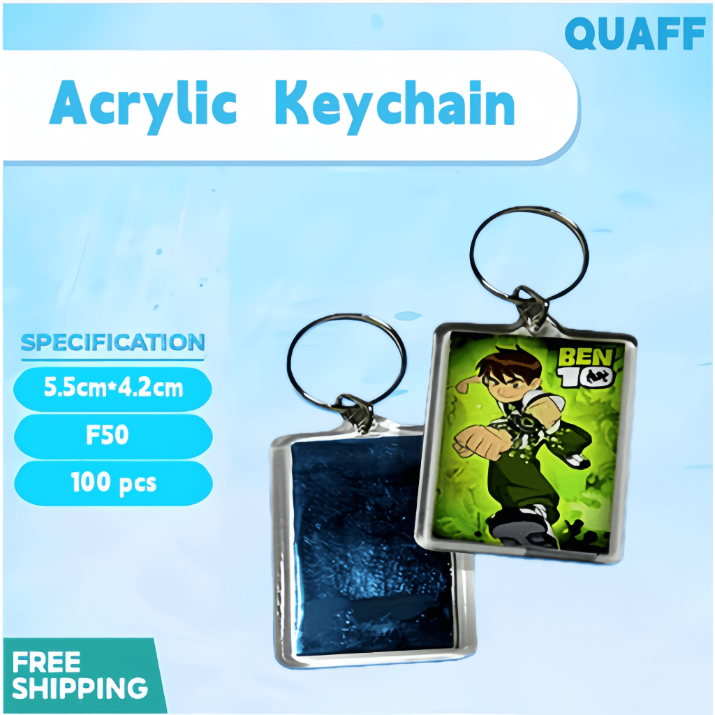 Quaff F50 Acrylic Keychain Rectangle Openable Photo Insert Key Chain 4 ...