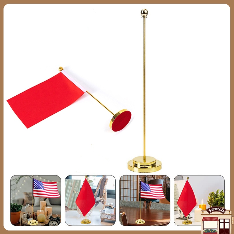 Gold Office Table Flag Pole Metal Table Flags Holder with Base Stand ...