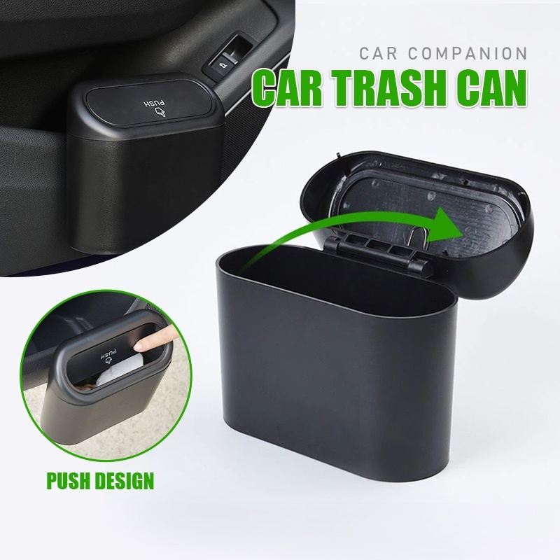 Car Trash Can with Lid Portable Hanging Mini Wastebasket Trash Can Car ...