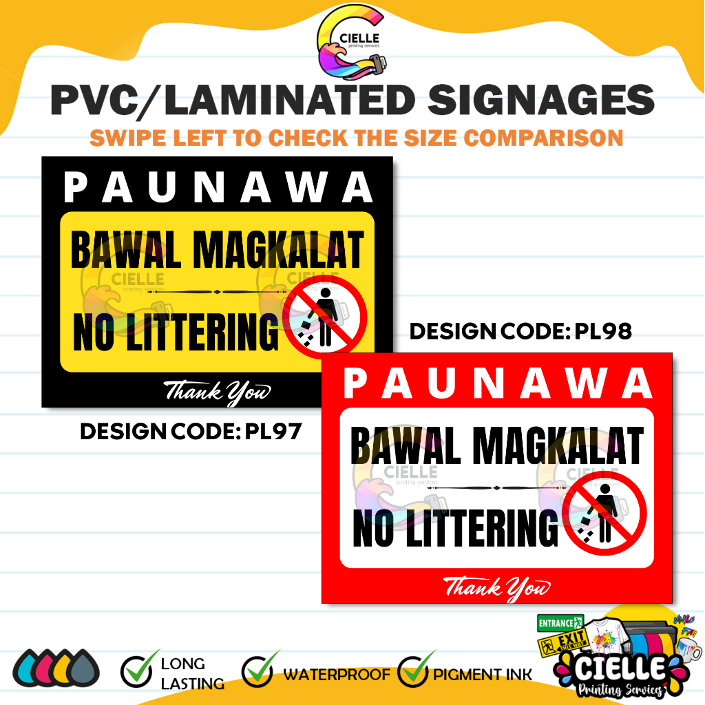 PVC/LAMINATED/STICKER SIGNAGES (PL97&PL98) - Warning Do Not Litter ...