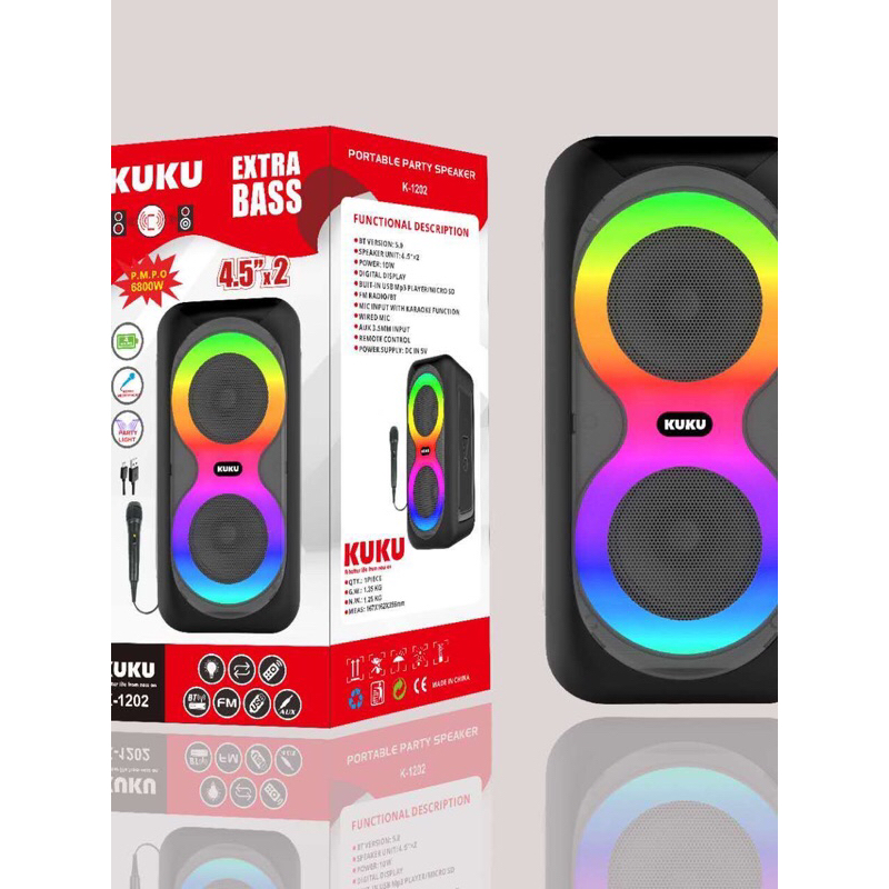 KUKU K---1202 EXTRA BASS WIRED MICROPHONE BLUETOOTH SPEAKER | Shopee ...