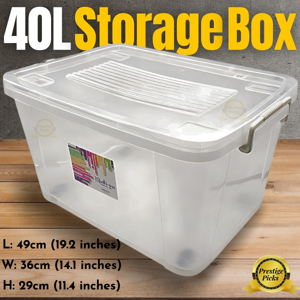 40l Plastic Storage Box Transparent Multi Purpose Container For Home
