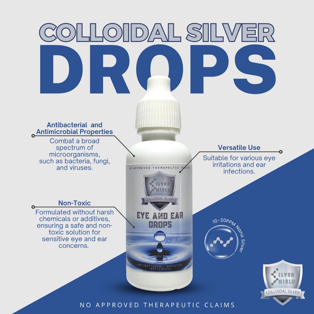 SILVER SHIELD Ionic Nano Colloidal Silver - Eye and Ear Drops 35ml ...