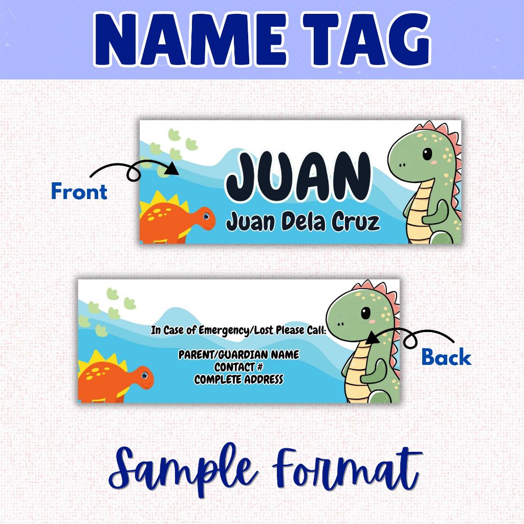 PERSONALIZED NAME PLATE/TAG FOR KIDS (SEND THE DETAILS FIRST BEFORE ...