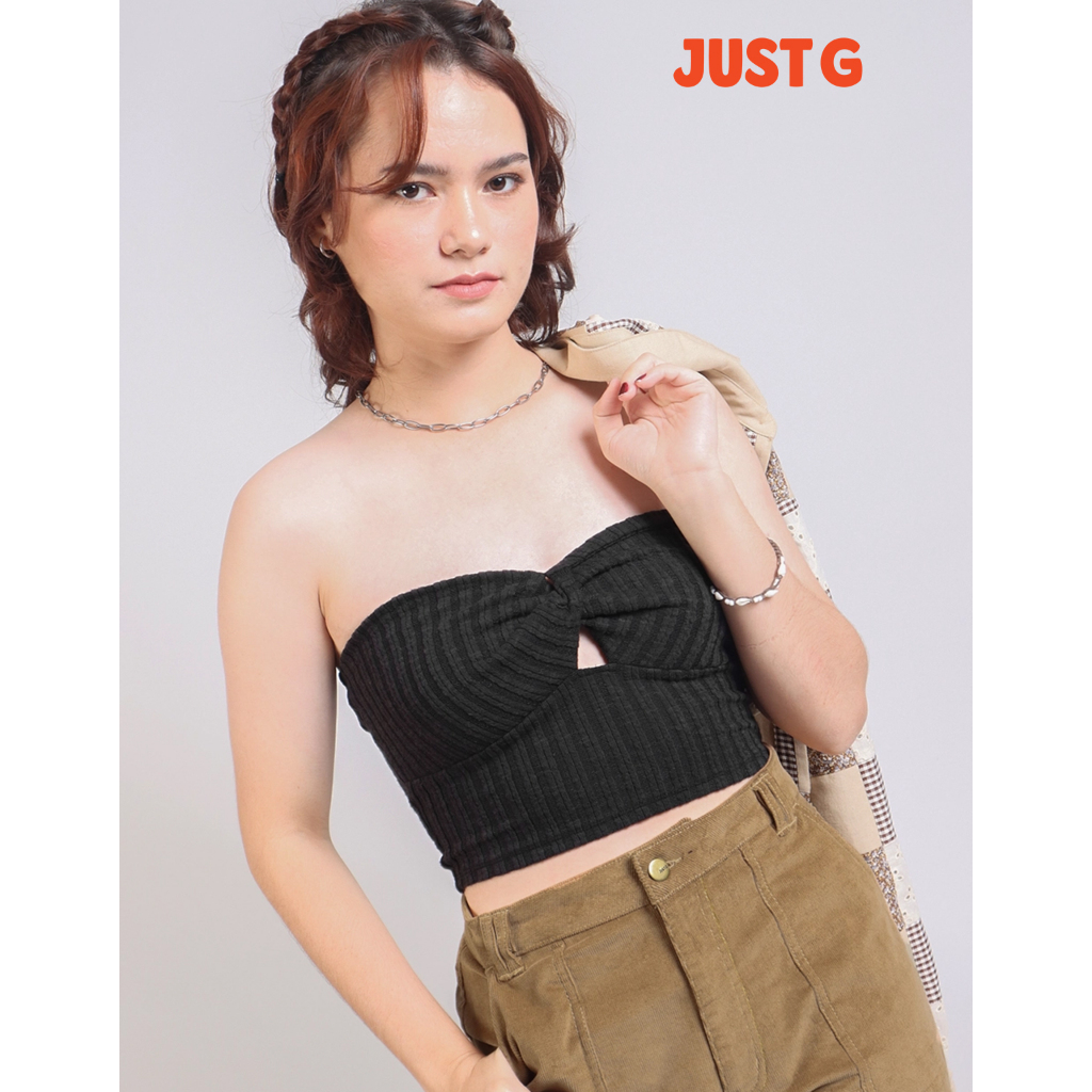 Just G Cable Knit Tube Top With Twist Front | Shopee Philippines