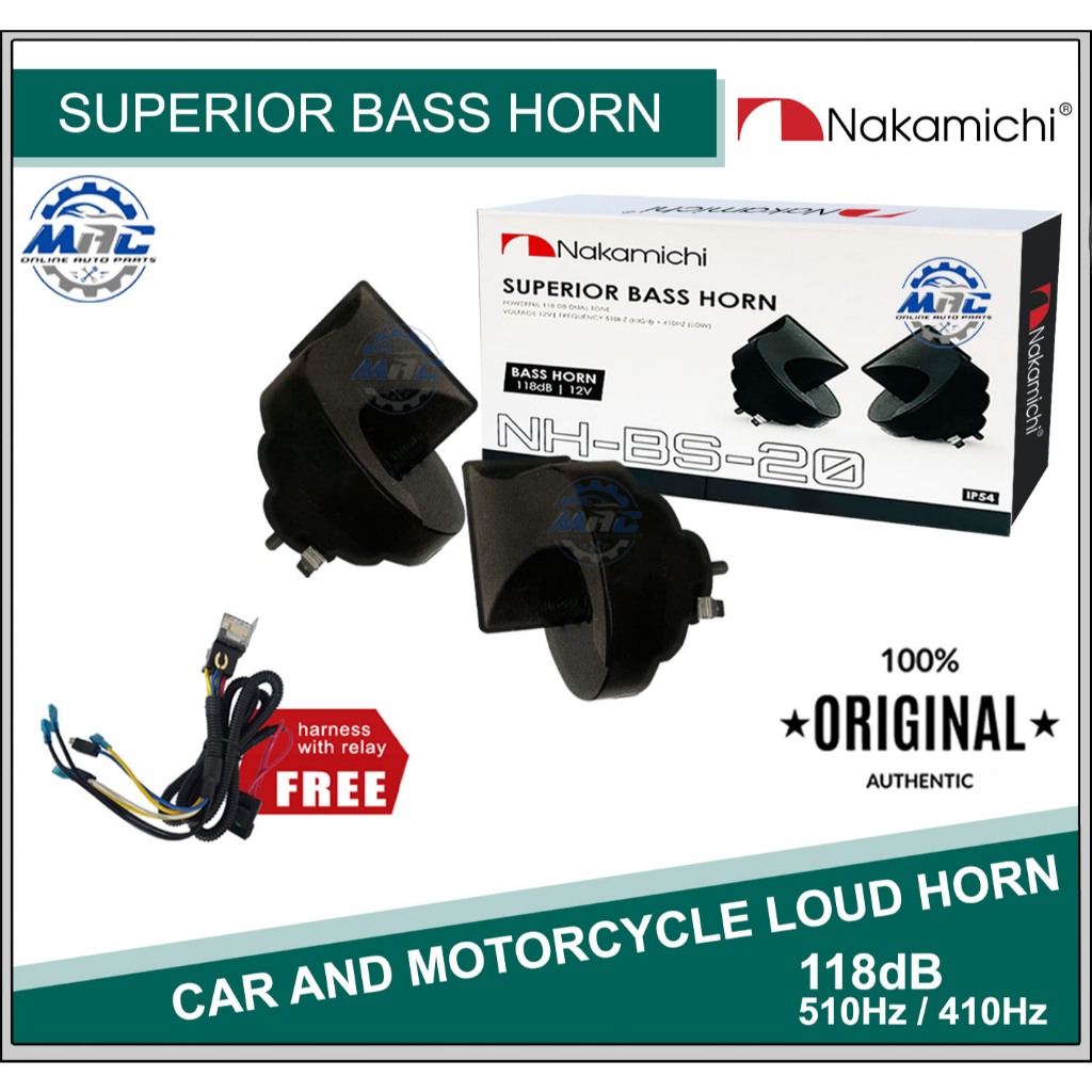 Nakamichi Superior Bass Horn NH-BS-20 510Hz / 410Hz 12 Volts, 118dB ...