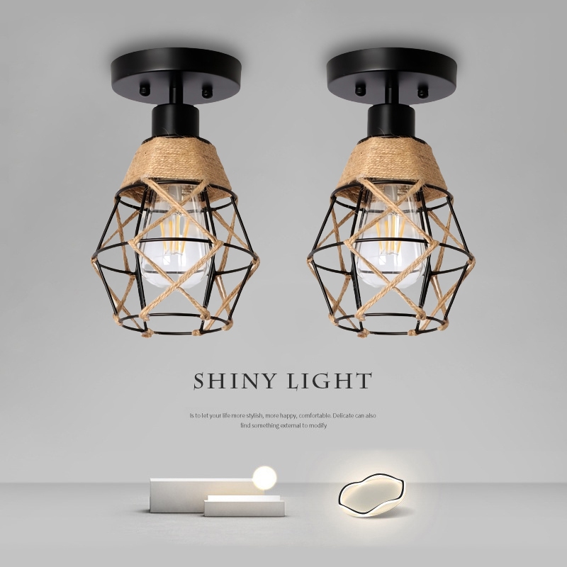 Ceiling light Retro Metal Hemp Rope Ceiling Light Dining Room ...