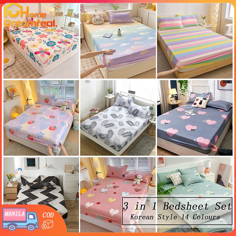 NEW！3 in 1 Bed Sheet Bedding Set Bedsheet Doubl Size Bedsheet Queen ...