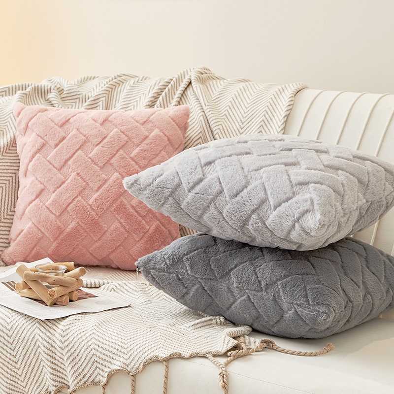 Drawstring BACK TO BACK Velvet Fabric With Zipper Pillow Case Sofa ...