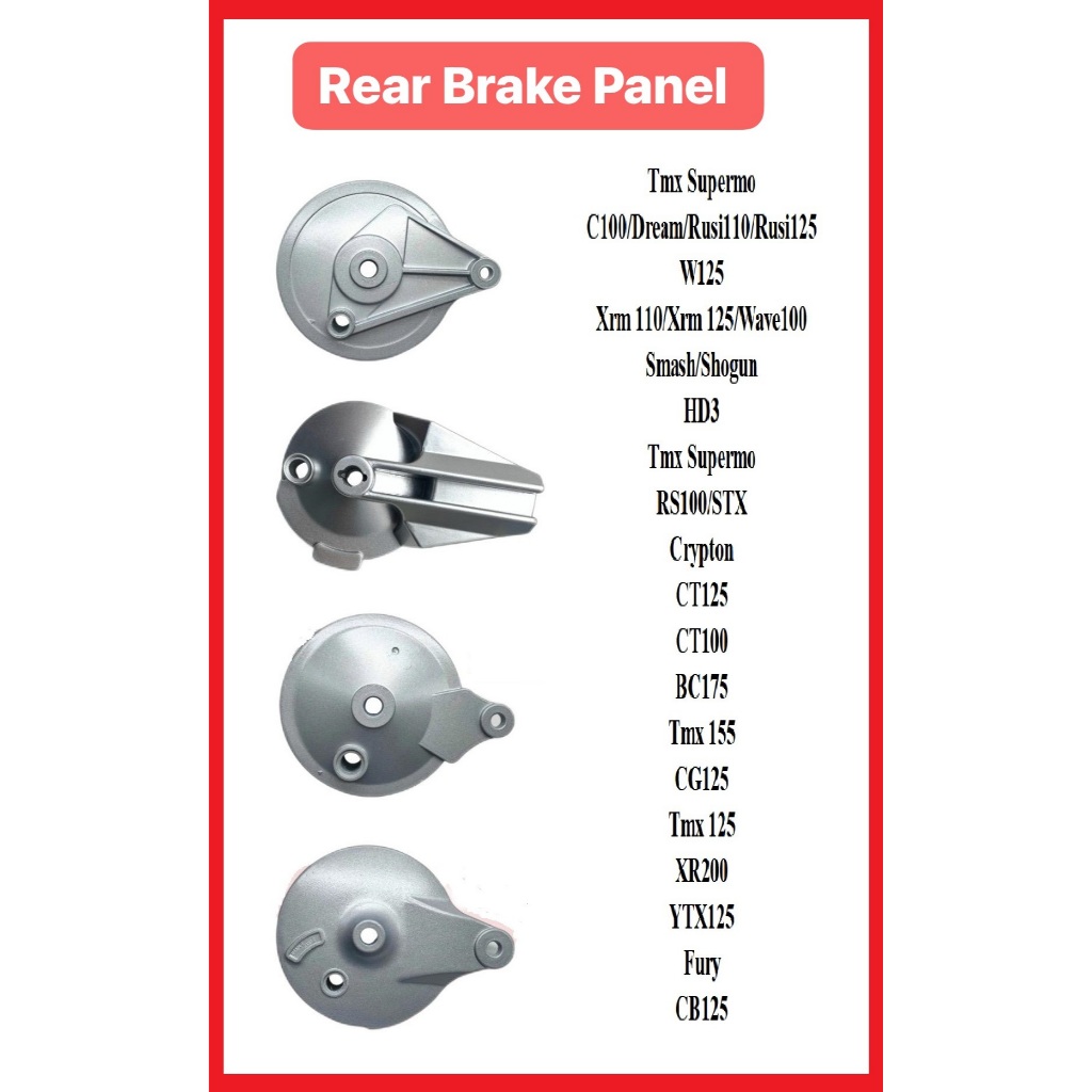Rear Brake Panel-Xrm/Wave/Crypton/Shogun/Smah/RS100/Tmx/CT100/Barako ...