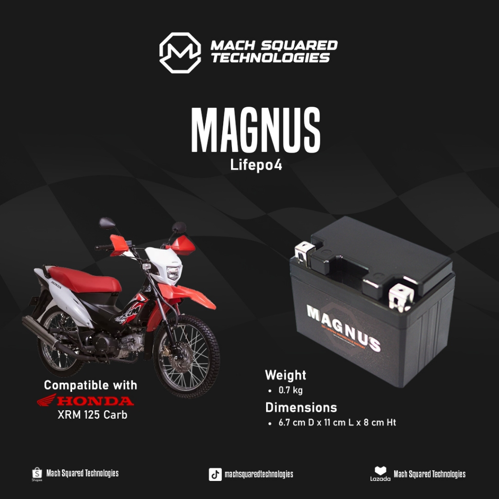 Magnus 12V 4L Lifepo4 Motorcycle Battery for Honda XRM 125 CARB ...