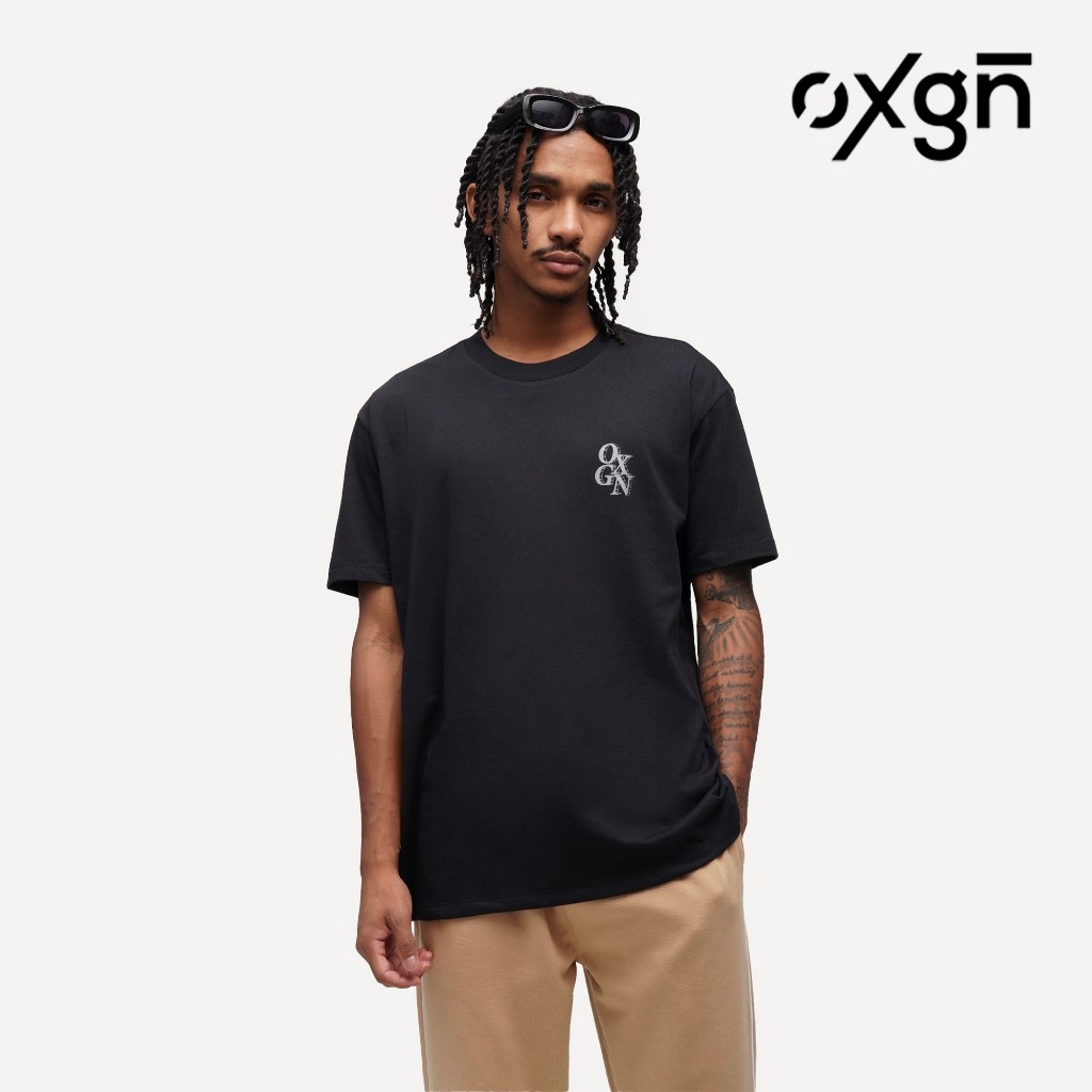 OXGN Logo Graphic T-Shirt For Men (Black/Latte Brown) | Shopee Philippines