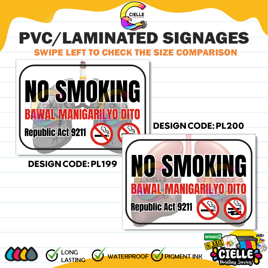 PVC/LAMINATED/STICKER SIGNAGES (PL199&PL200) - NO SMOKING/BAWAL ...