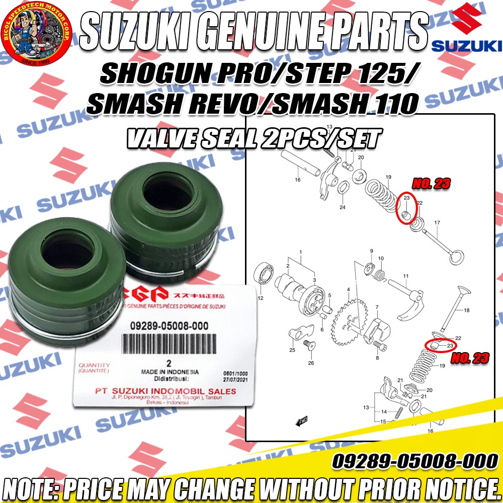 SHOGUN PRO/STEP 125/ SMASH REVO/SMASH 110 VALVE SEAL 2PCS/SET (SGP ...