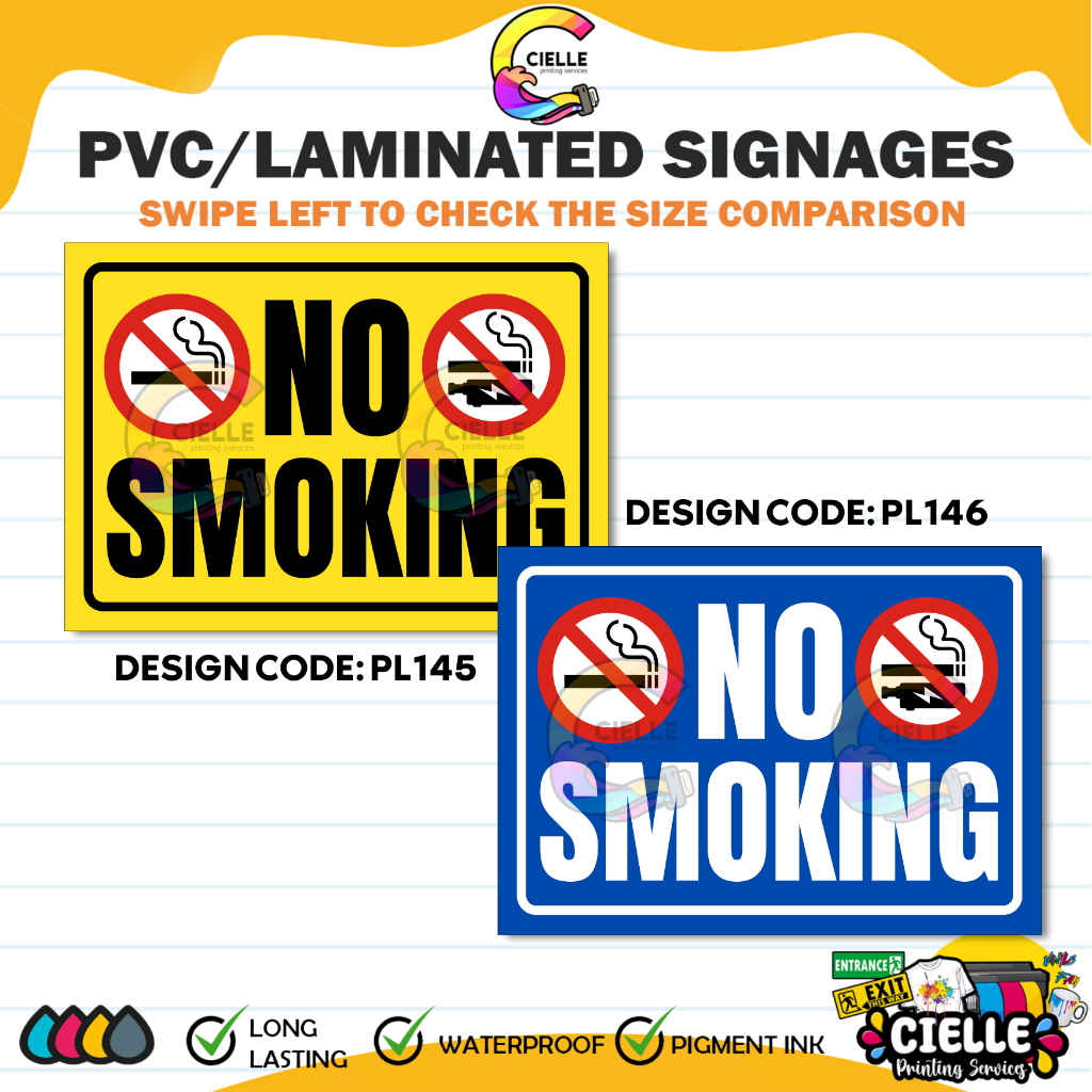 PVC/LAMINATED/STICKER SIGNAGES (PL145&PL146) - NO SMOKING/ Bawal ...