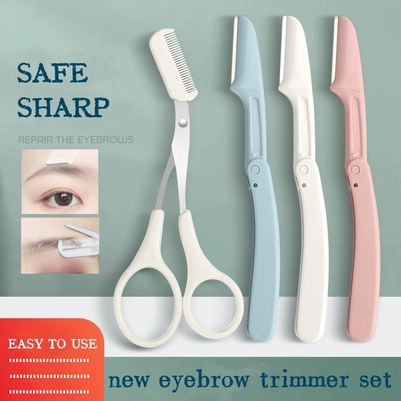 Curved Eyebrow Trimmer Eyebrow Scissors With Comb Stainless Steel ...