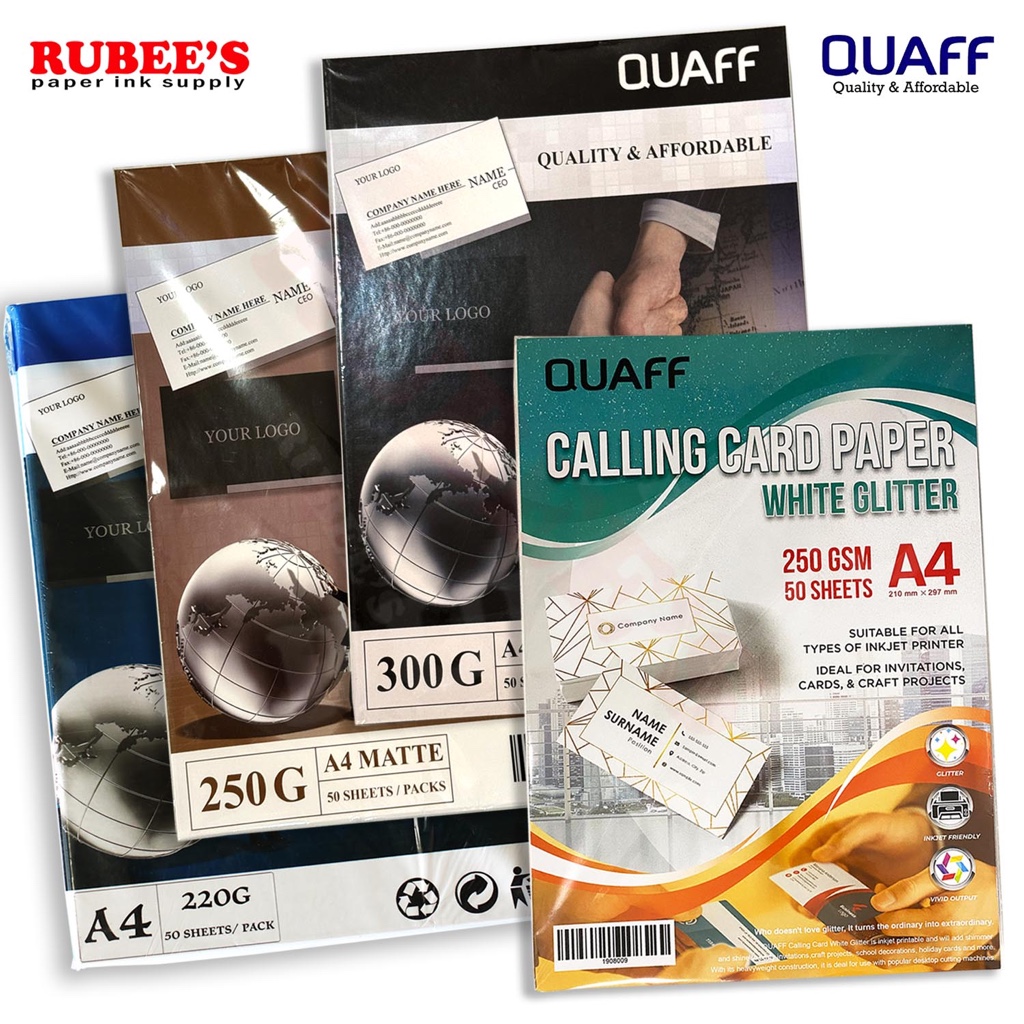 QUAFF Calling Card paper Matte A4(220g/250g/300g)White Glitter 250g(50 ...