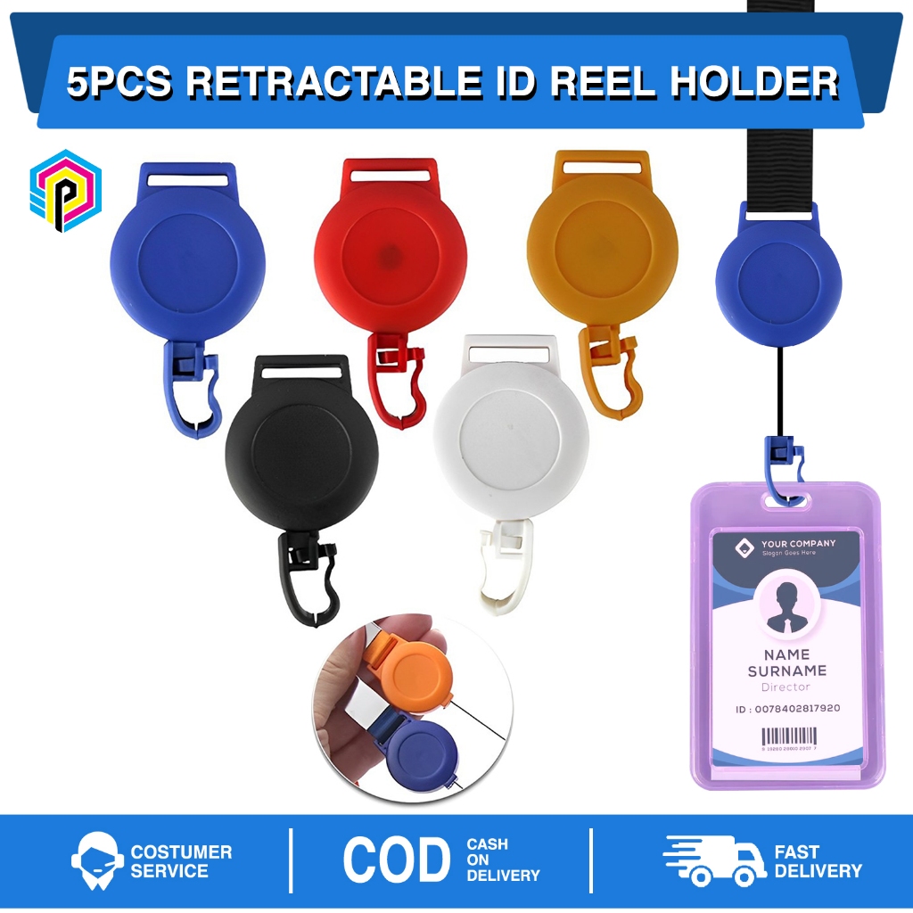 Retractable ID Card Badge Reel Holder (5pcs / Pack) | Shopee Philippines