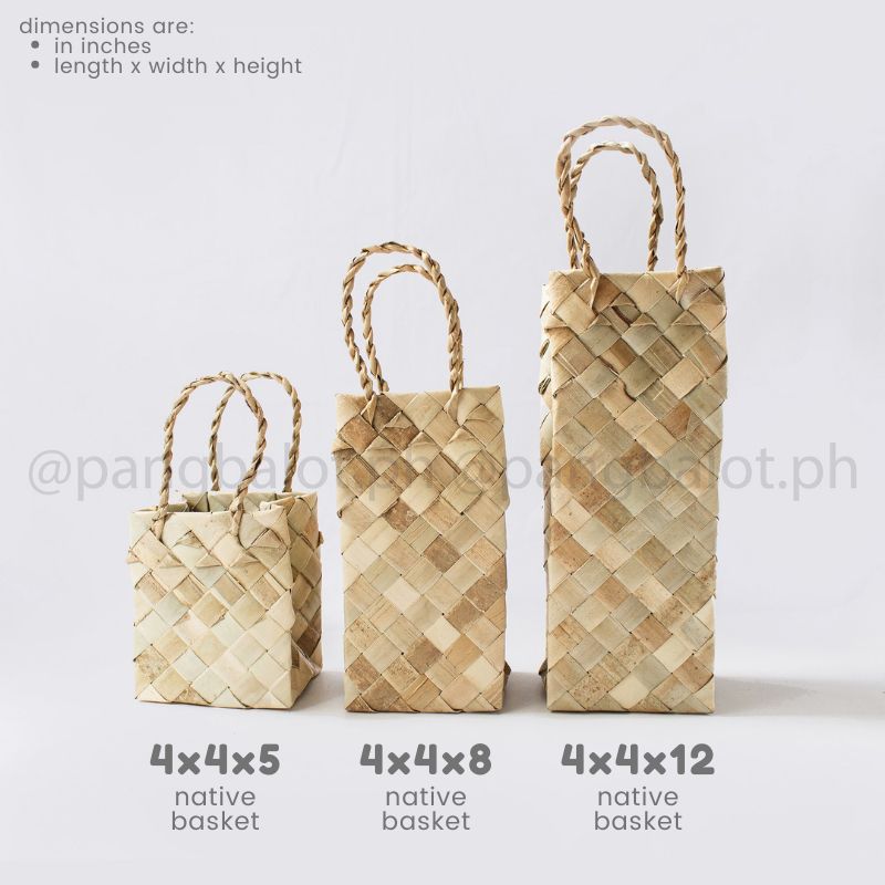 Native Pandan BASKET - 4x4x5 / 4x4x8 / 4x4x12 / 7x4x5 / 11x4x5 / 8x5x8 ...