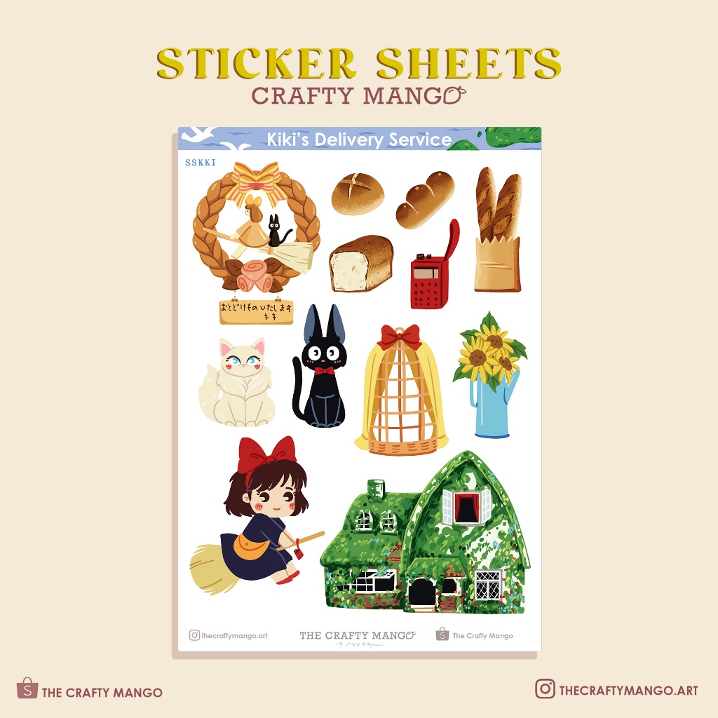 Kikis Delivery Service Sticker Sheet | anime chibi Ghibli stickers ...