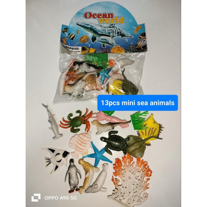 13in1 mini sea animals action figure toy rubberized toy collection set ...
