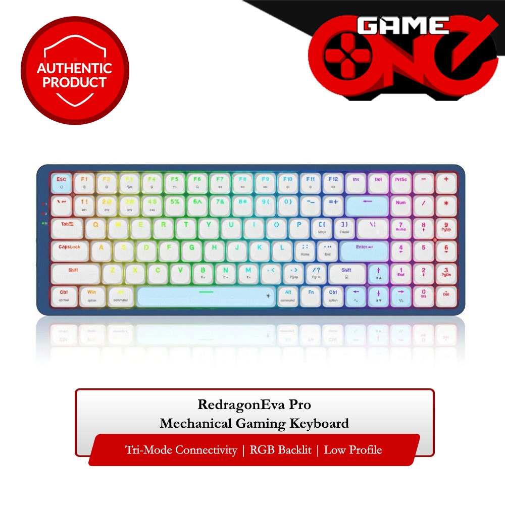 Redragon K684WB-RGB-PRO Eva Pro Tri-Mode RGB Backlit Mechanical Gaming Keyboard (Red Switch ...