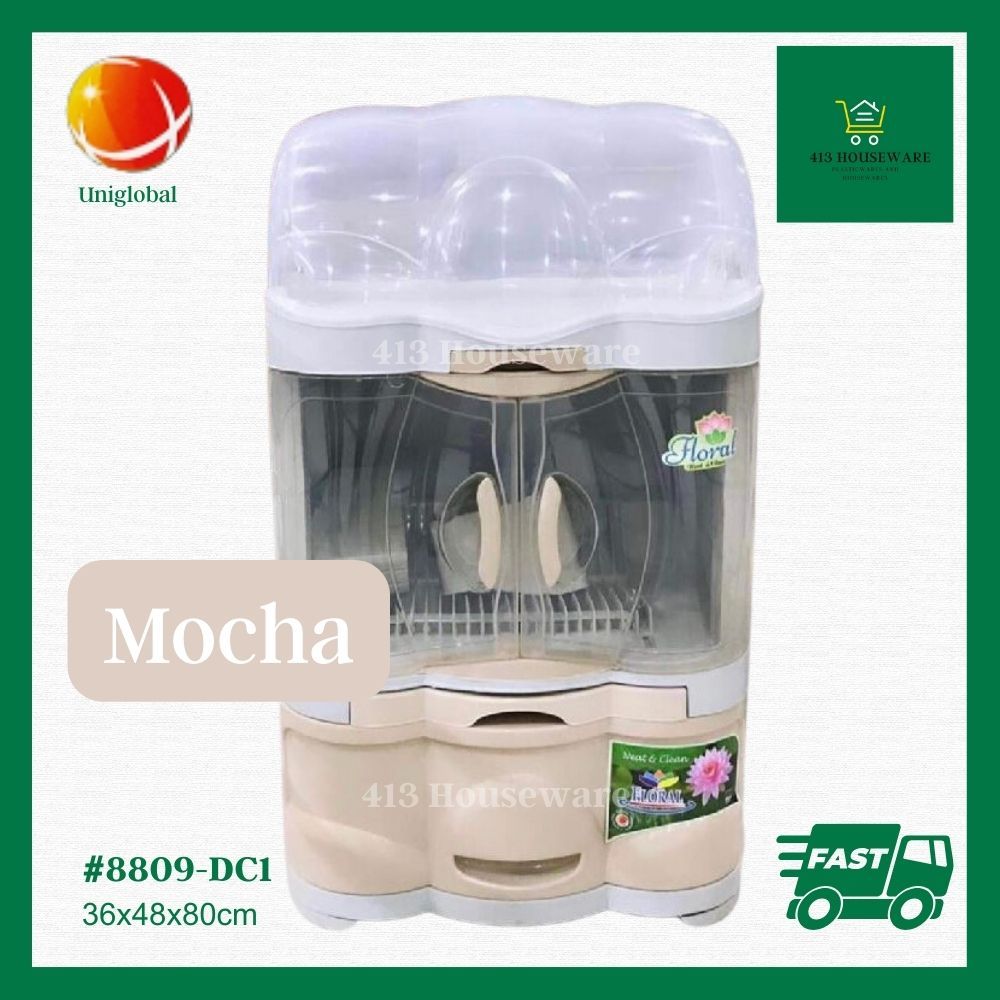 Dish Cabinet w/ 1 drawer XL Floral Big Dish Organizer Dish Rack Kitchen ...