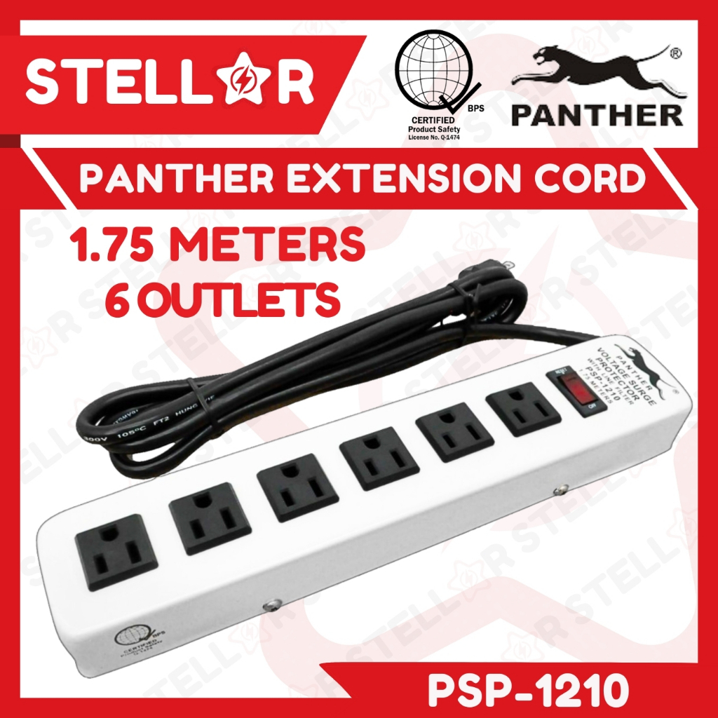 Panther by Stellar PSP-1210 Extension Cord Power Cable Wire w/ Outlet ...