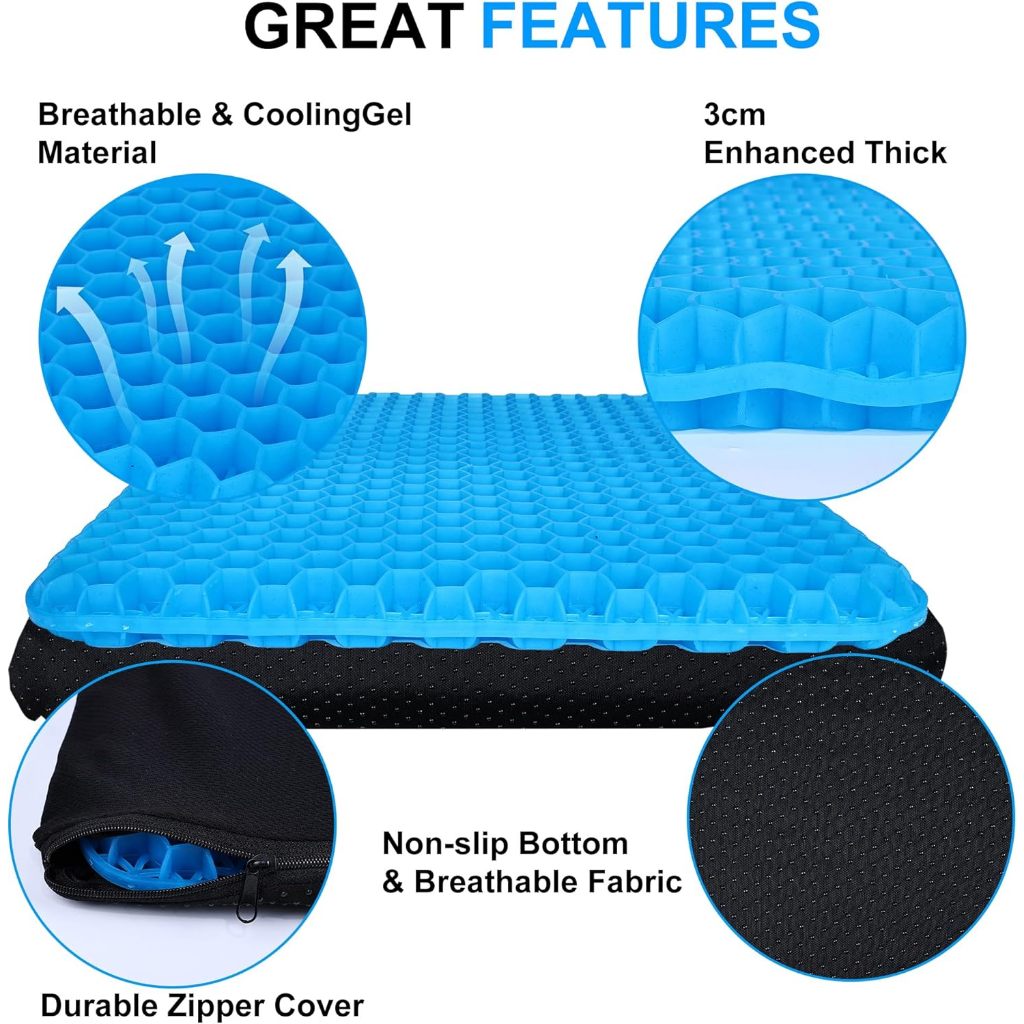 Breathable Silicone Gel Seat Cushion Chair Gel Honeycomb Seat Pad Back ...