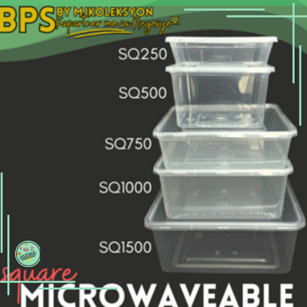 5pcs Square Microwavable Food Container 250ml, 500ml, 750ml, 1000ml ...