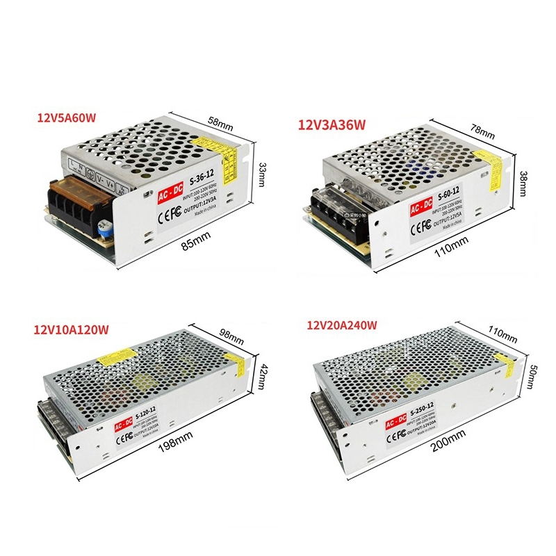 12V 2A 5A 10A 15A 20A Centralized Power Supply 12V 60W Power Adapt AC TO DC for Led Sign CCTV ...