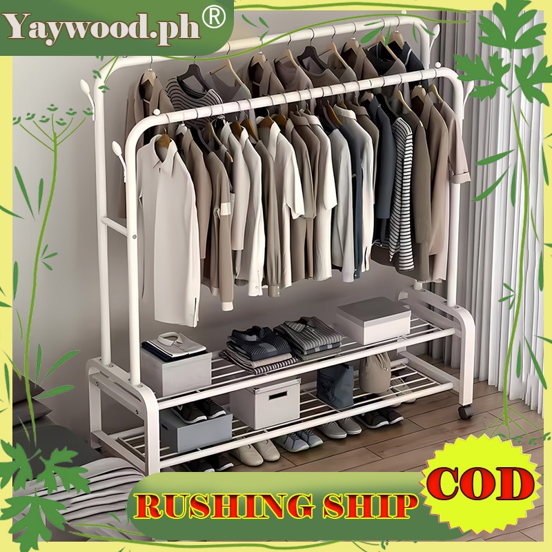 Double Layer Coat Rack Multifunction Clothes Drying Rack standing ...