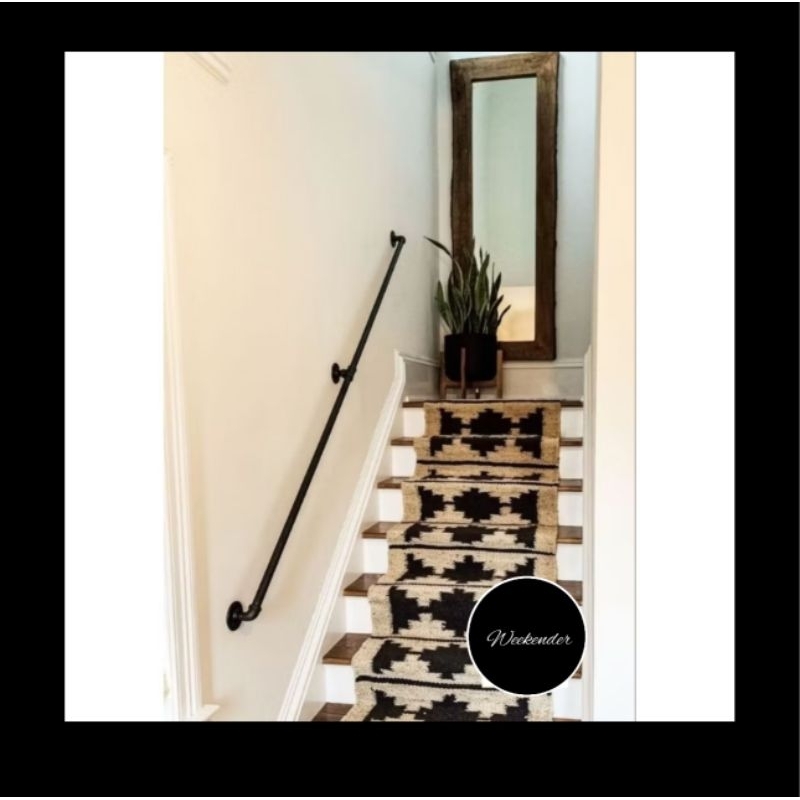 Industrial Stair Handle Solid Heavy Duty Sch40 Black Powder Coated ...