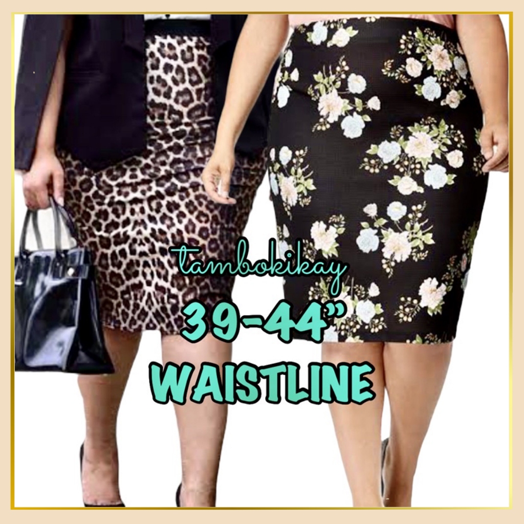 39-44” WAISTLINE BIG SIZE - PRINTED PENCIL SKIRT (CLASSY FABRIC ...