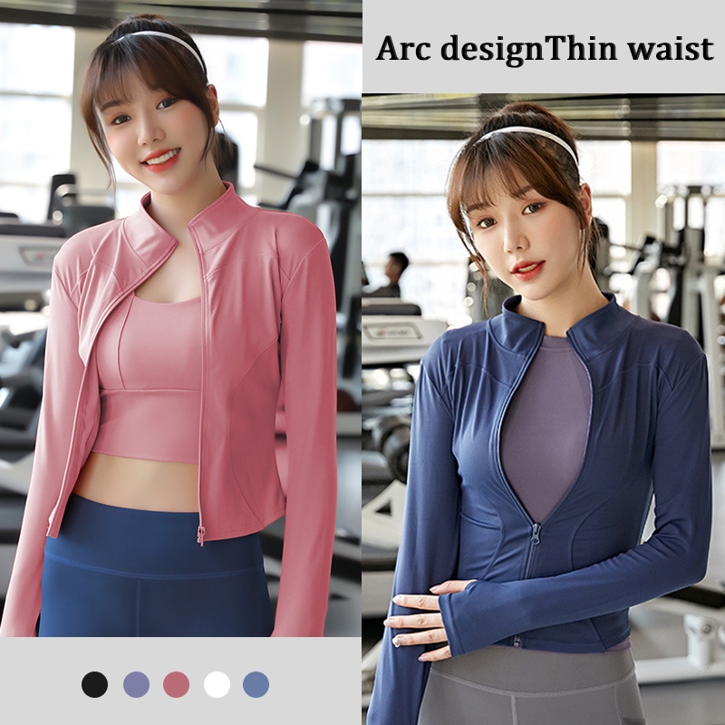 Yoga Jackets tops for Women sports Long Sleeve Coat Zipper tight quick ...