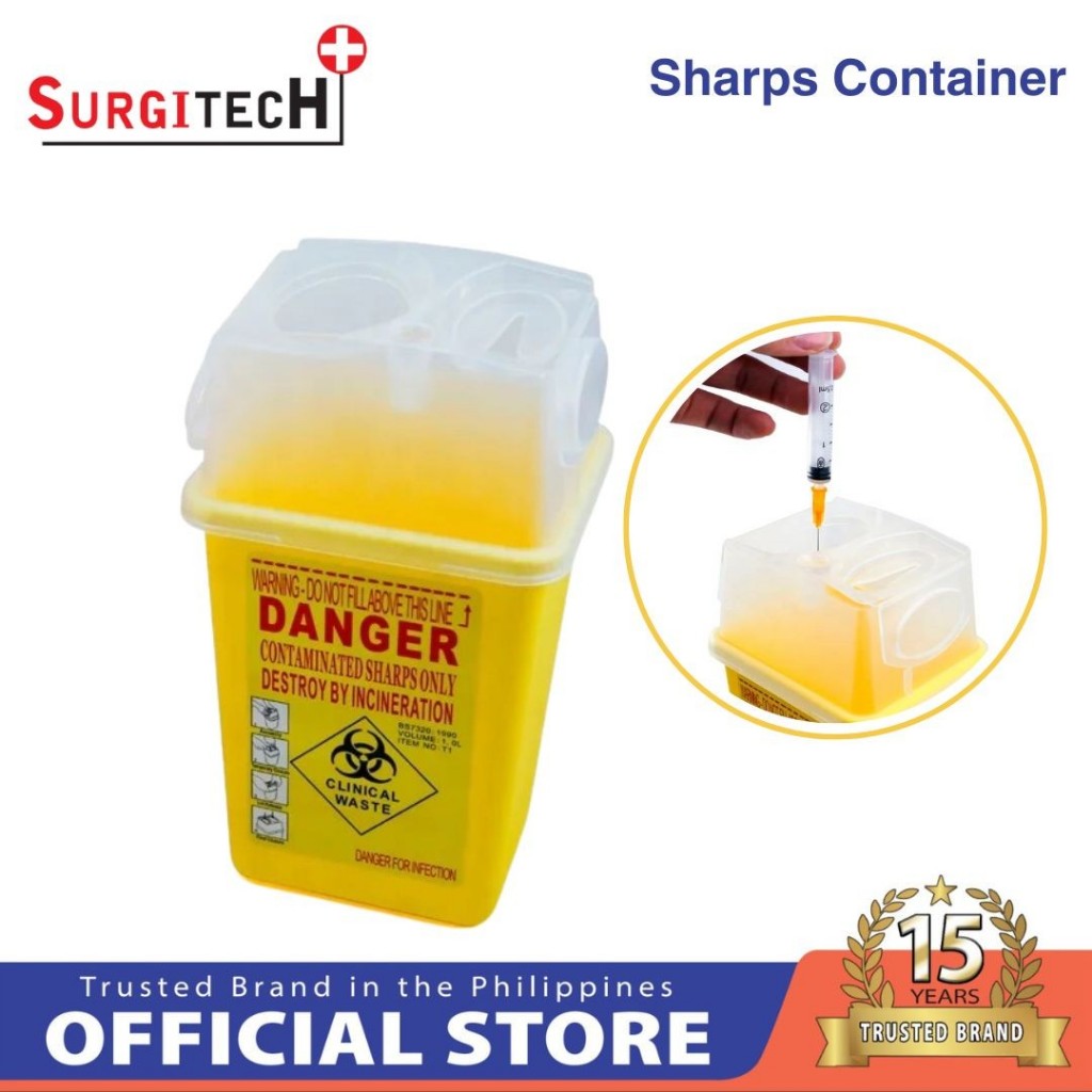 Surgitech 1L, 3L & 5L Medical Plastic Sharps Container Disposal Waste ...