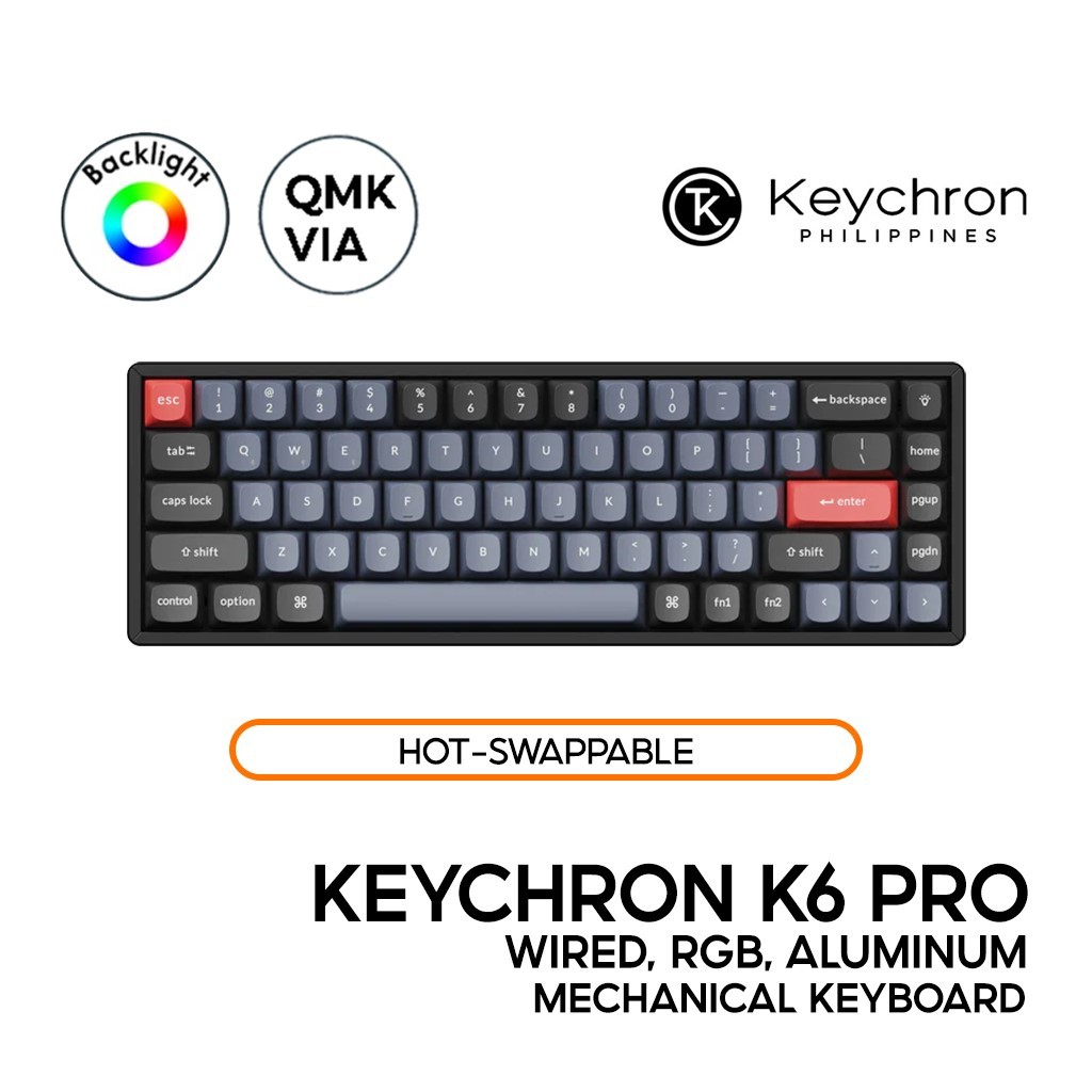 Keychron K6 Pro QMK Mechanical Keyboard, 65%, Wired/Bluetooth, RGB ...