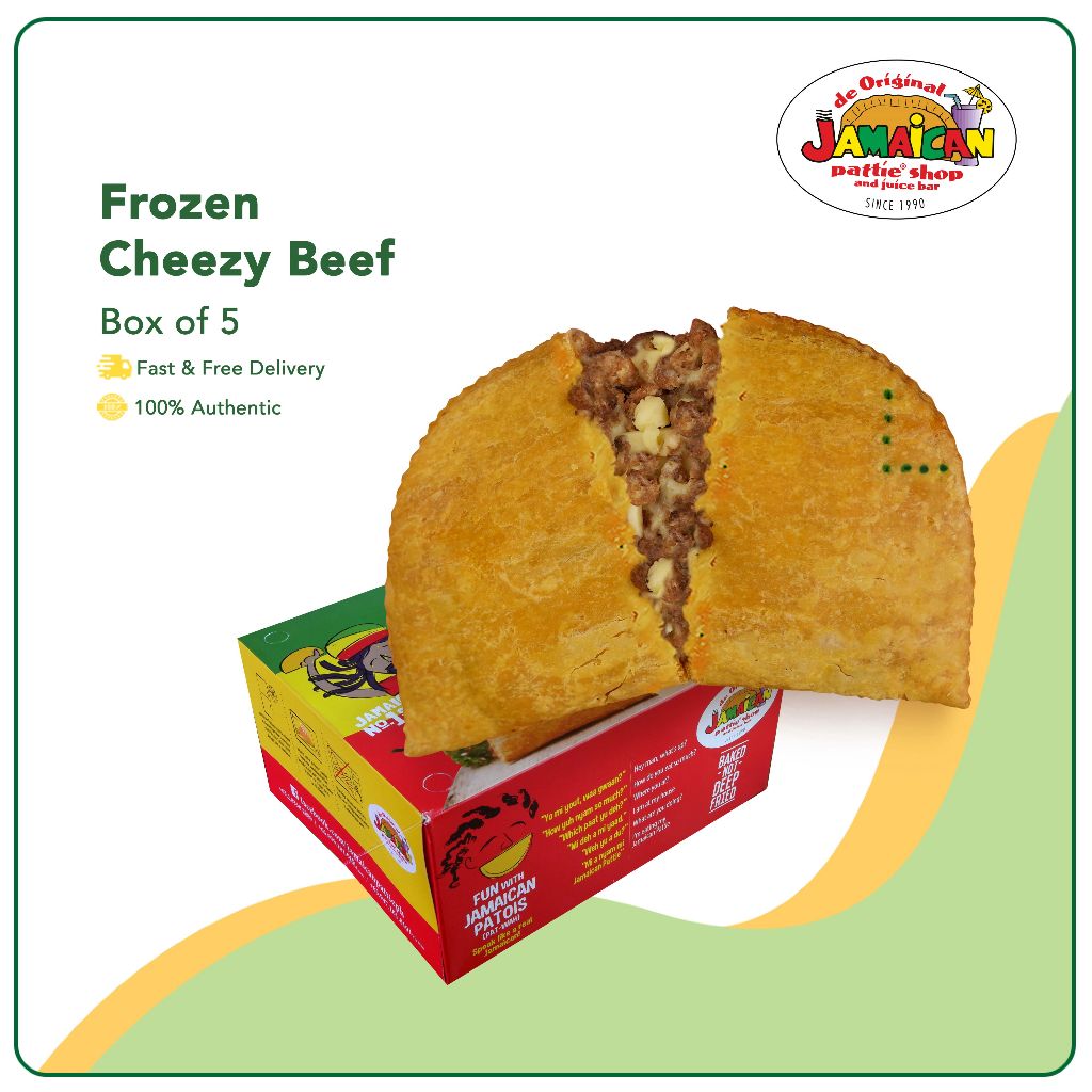 Jamaican Pattie Frozen Cheezy Beef Box of 5 [Frozen, Pattie, Meat ...