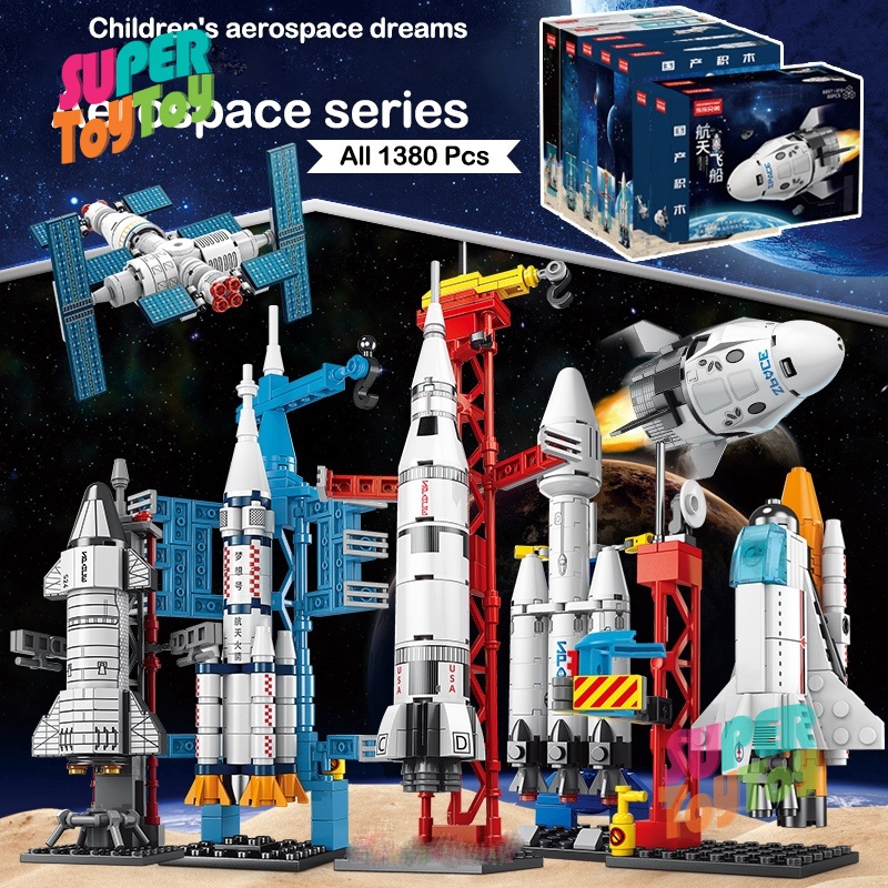 Space Set Building Blocks Space Station Spaceship Rocket Educational ...