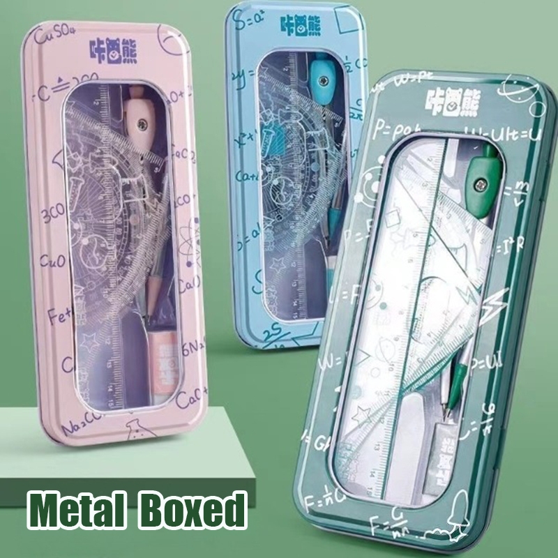 8PCS/Set Drawing Compass Ruler Kit Transparent Ruler Set Students ...