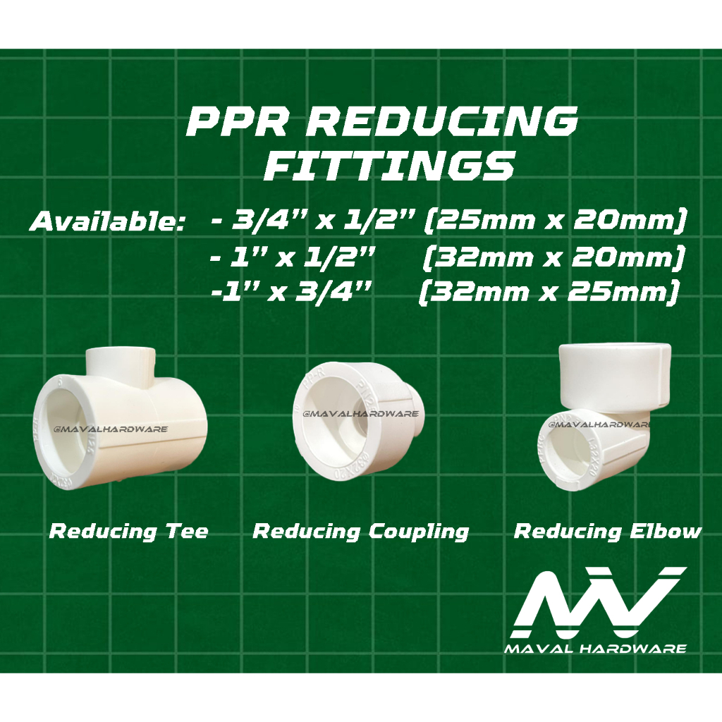 (BUNDLED 50PCS) - PPR Plain Fittings: Reducing Elbow /Reducing Coupling ...