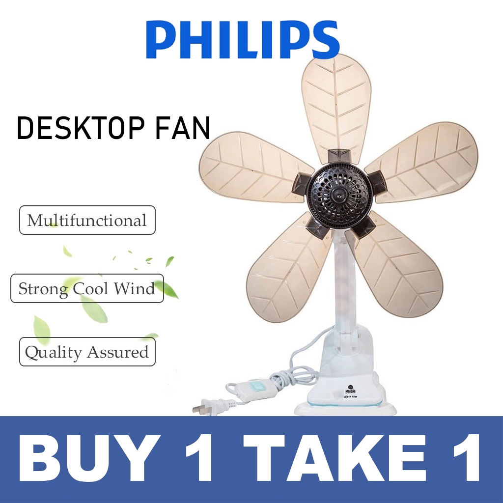 PHILIPS【 BUY 1 TAKE 1】Desk/Table Fan 5 Blade With Stand Mini Home ...