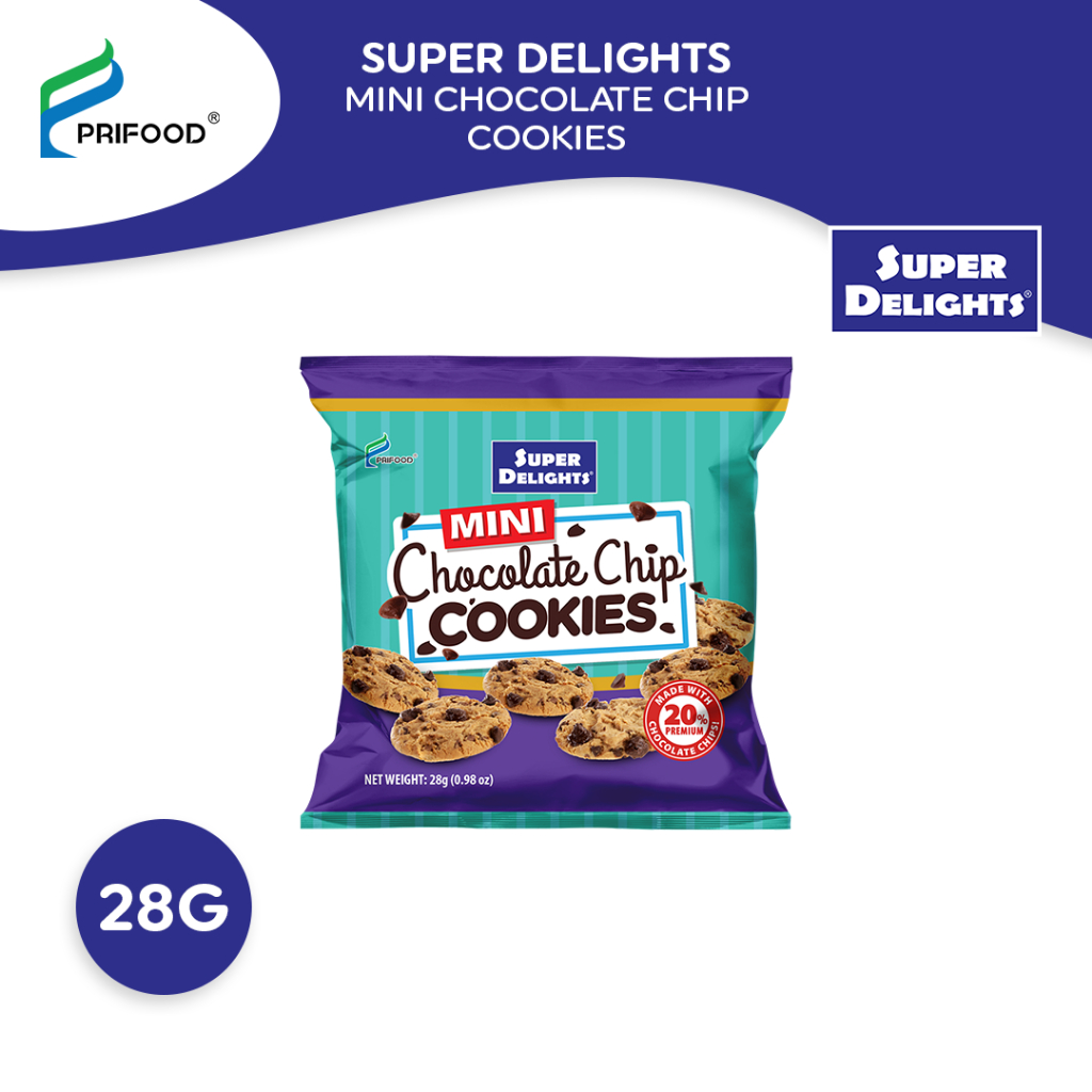 Super Delights Mini Chocolate Chip Cookies 28g | Shopee Philippines