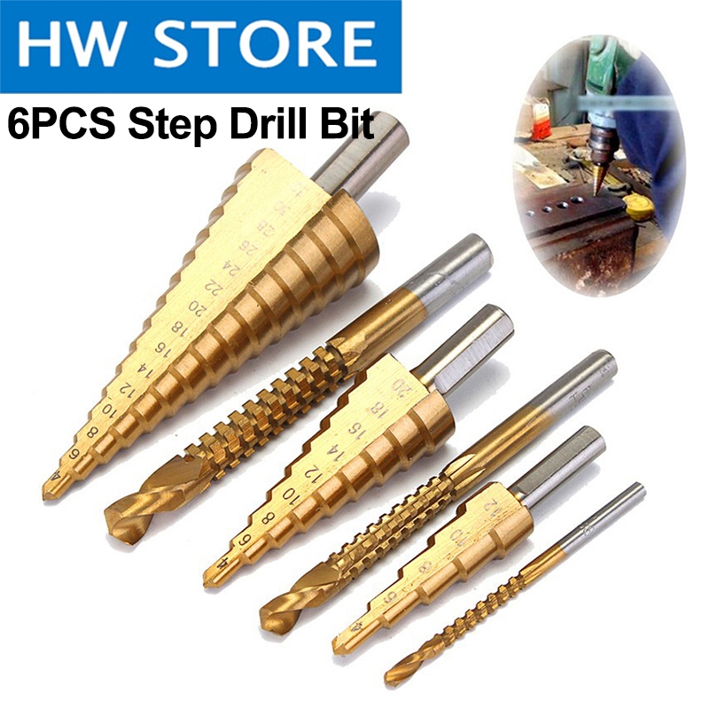 Step Drill Bit Set Titanium Coated HSS Universal Hole opener Cutter ...