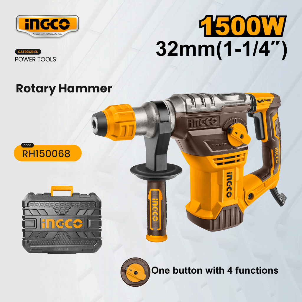 Ingco Industrial SDS Plus Rotary Hammer Drill Chipping Gun 1500W ...