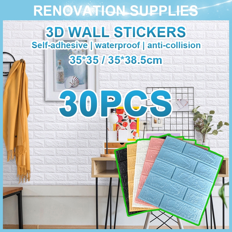 30pcs 3D wall paper sticker 35cm*38cm water proof room decoration ...